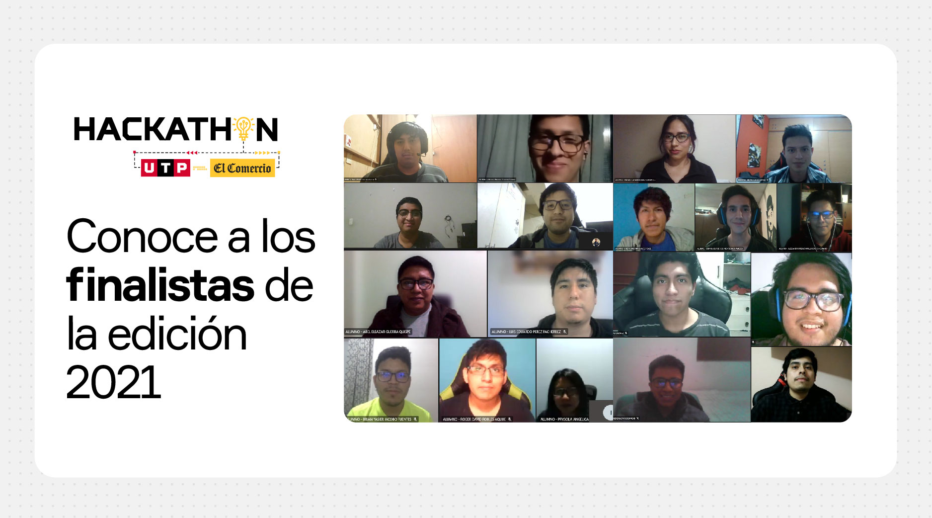 Conoce a los finalistas de la edición 2021 de la Hackathon UTP - El Comercio | Universidad ...